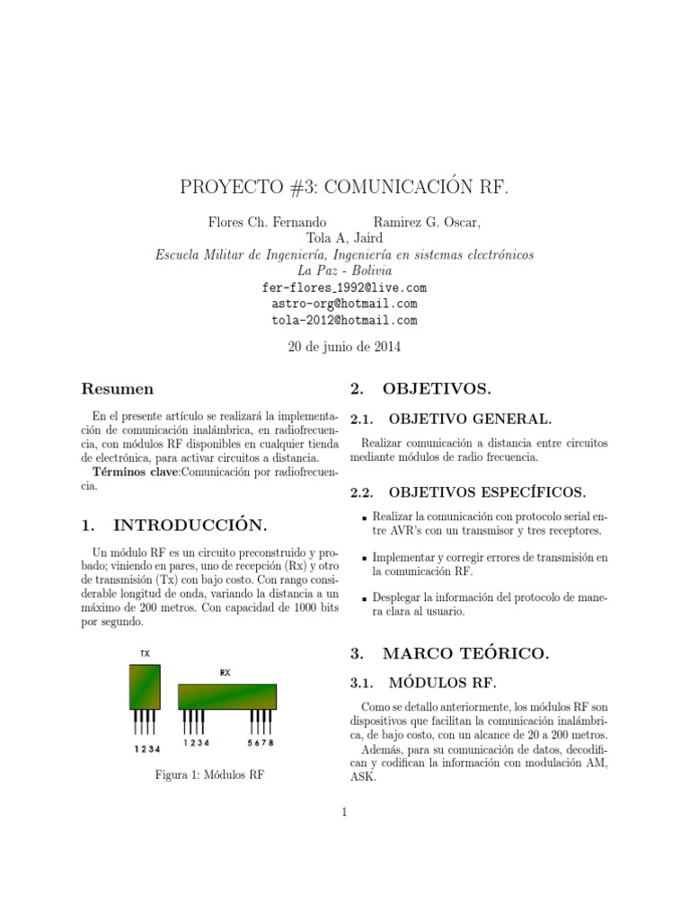 Comunicación Por RF Con Microcontrolador | PDF | Frecuencia de radio ...
