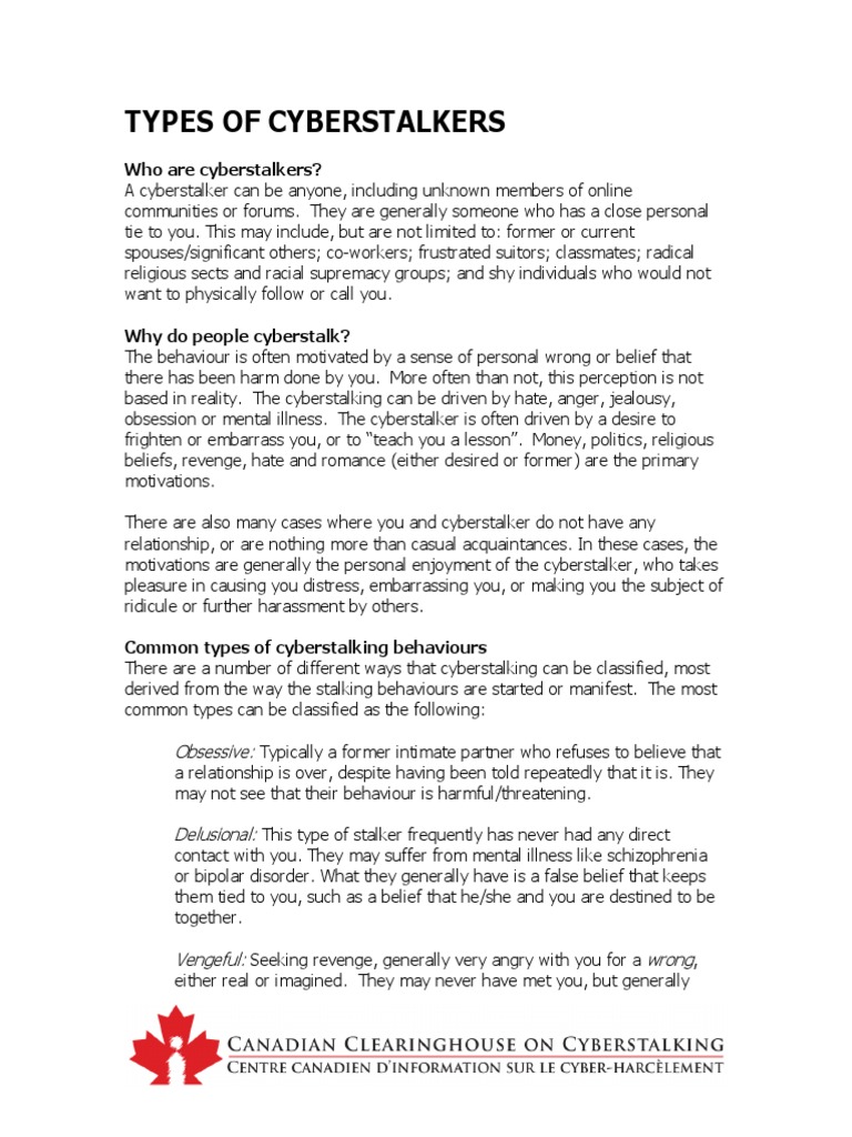 Types of Stalkers | Stalking | Psychology & Cognitive Science