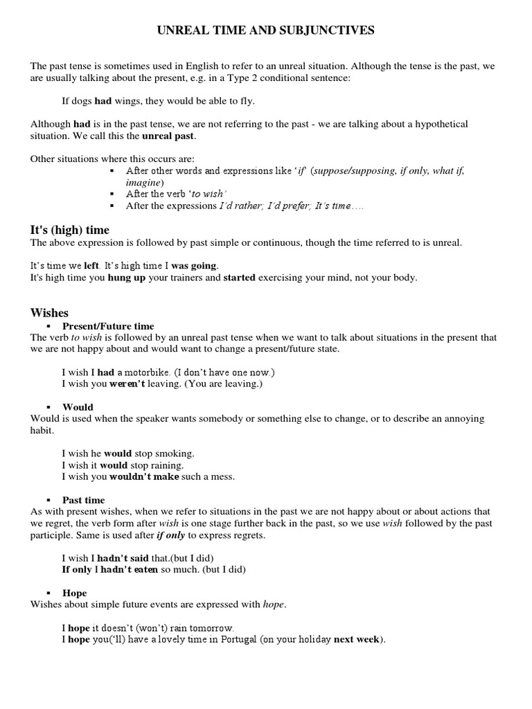 Unreal Time | PDF | Verb | Semantics