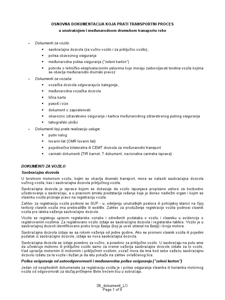 Medjunarodni Tovarni List | PDF