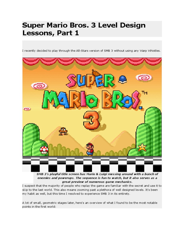 A Comprehensive Breakdown of Level Design Lessons in Super Mario Bros ...