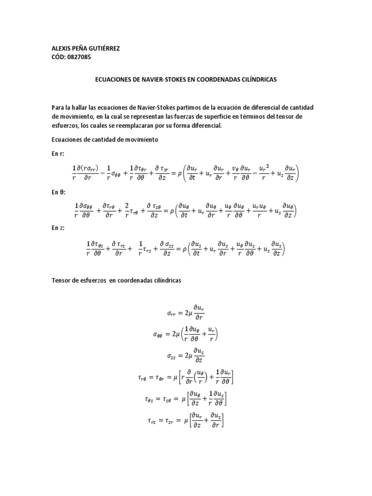 Ecuaciones de Navier-Stokes | PDF | Ecuaciones de Navier-Stokes | Fluido