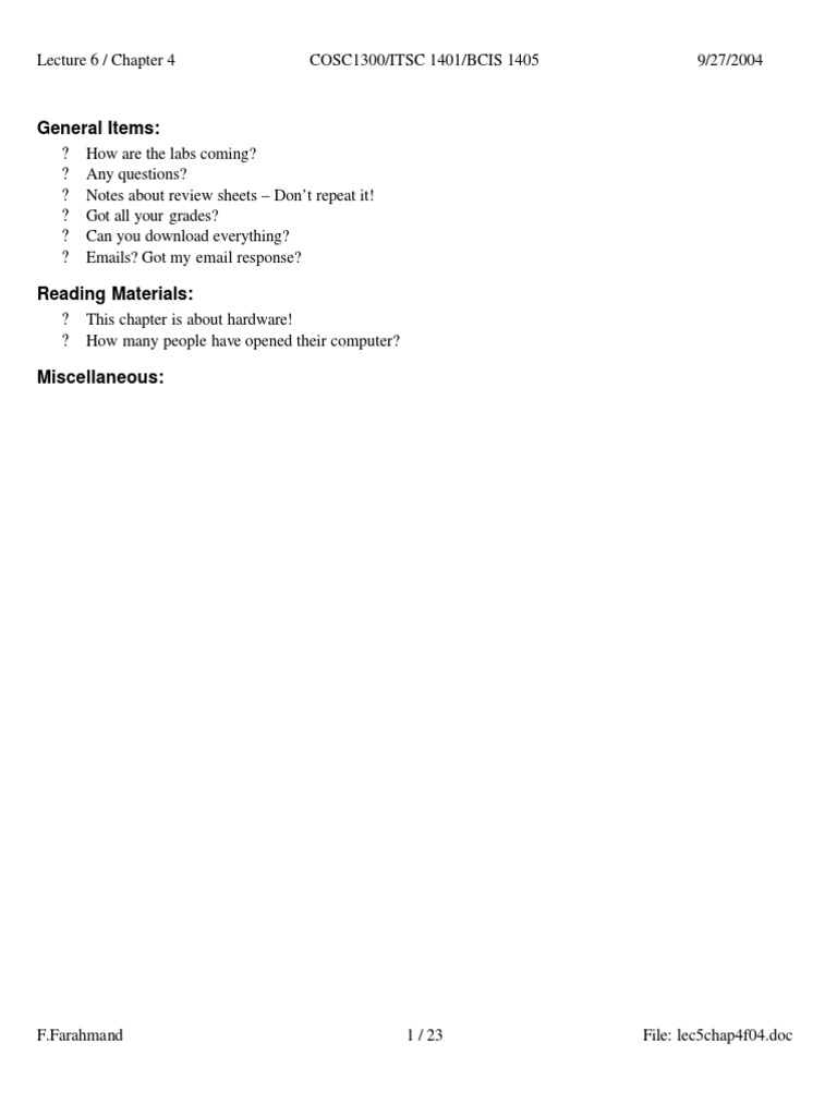 Lec 45 Chap 4 F 04 | PDF | Random Access Memory | Central Processing Unit