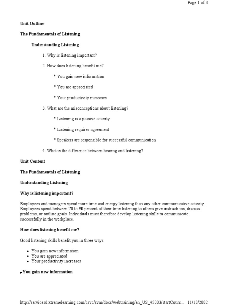 The Fundamentals of Listening | PDF | Communication | Information