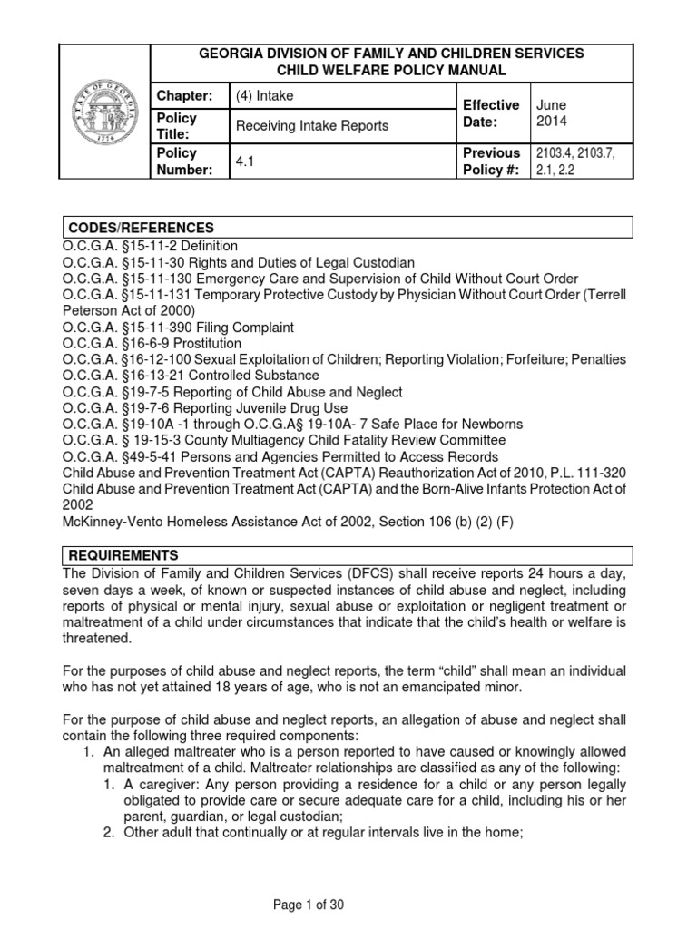 4.1 Receiving Intake Reports | PDF | Child Abuse | Substance Abuse