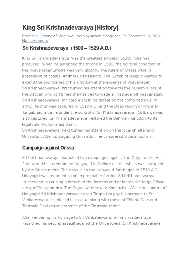 Krishna Deva Raya | PDF | Asia | Unrest