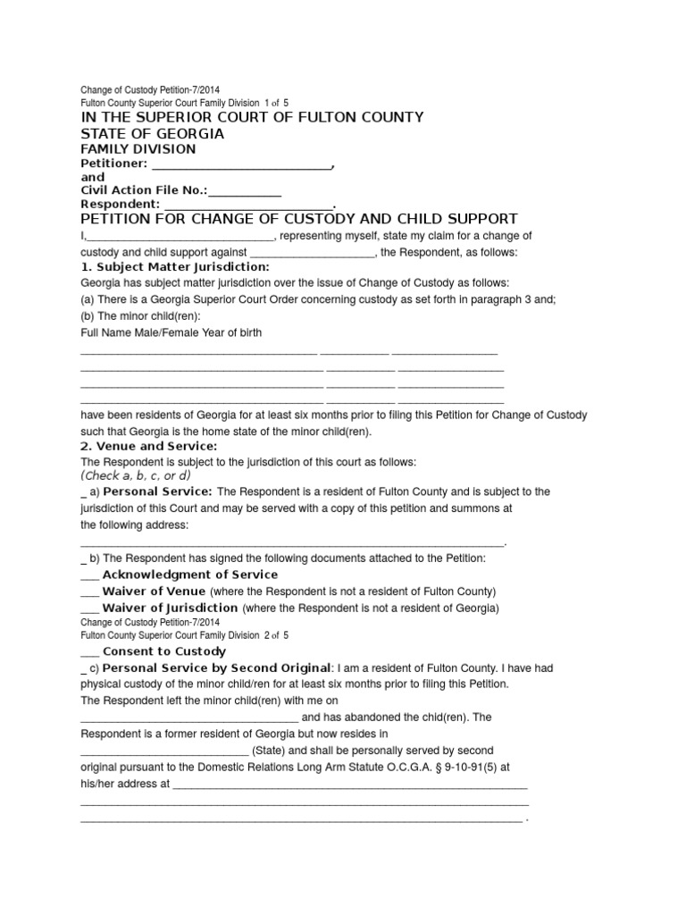 Change of Custody and Support Petition | PDF | Child Support | Child ...
