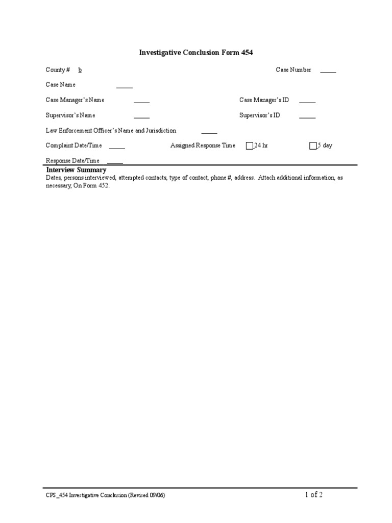 CPS - 454 Investigative Conclusion | PDF