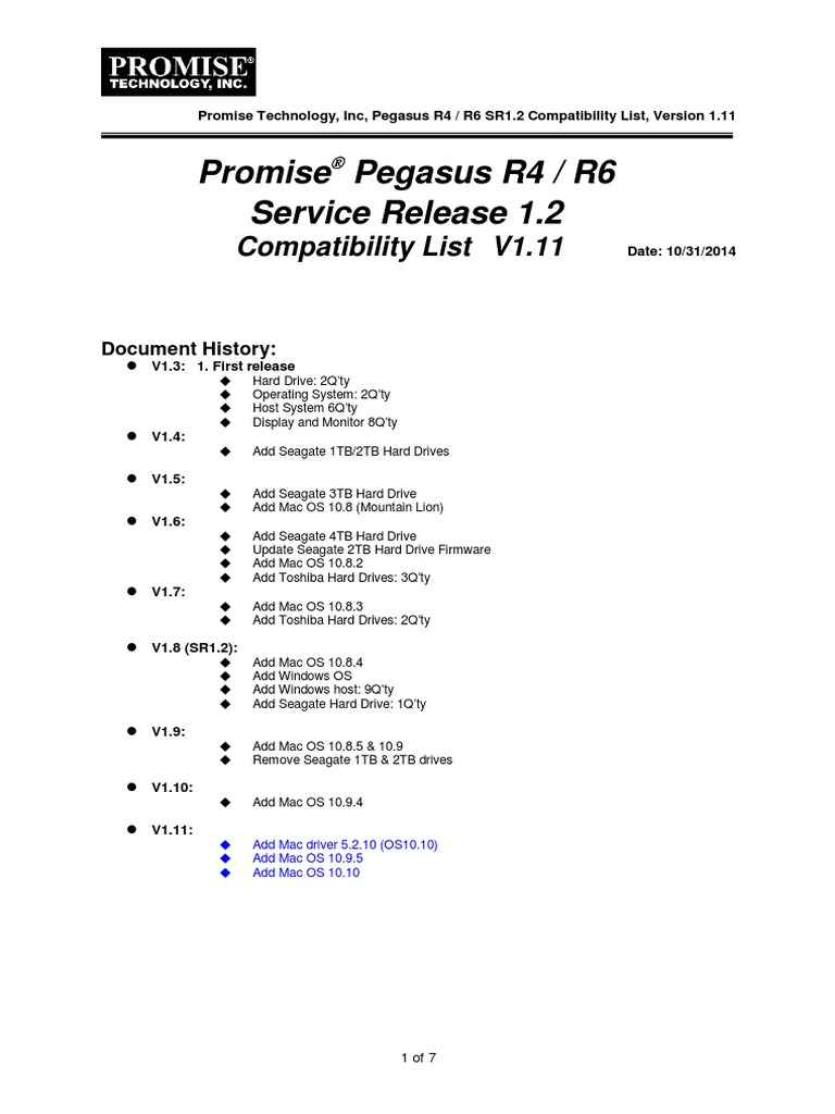Pegasus R4 R6 SR1.2 Compatibility List v1.11-20141031 | PDF | Macintosh ...