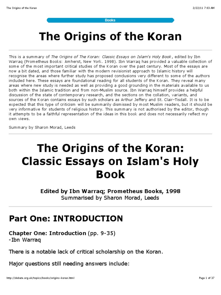 The Origins of The Koran | PDF | Quran | Islam