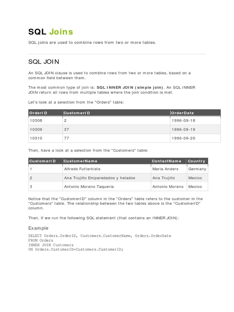 SQL Join Reference | PDF | Sql | Software Design