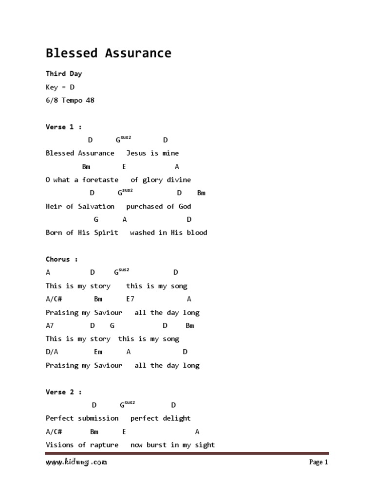 Blessed Assurance Hymn Chords & Lyrics | PDF