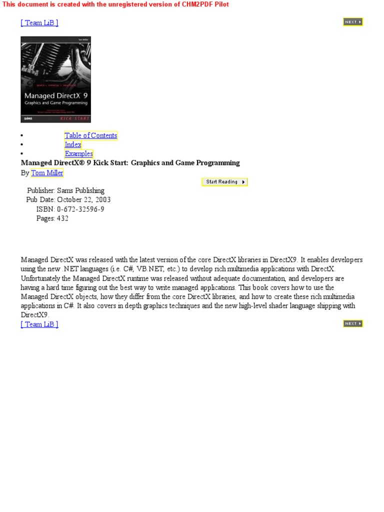 Managed DirectX 9 Kick Start - Graphics and Game Programming | PDF | Shader | Graphics