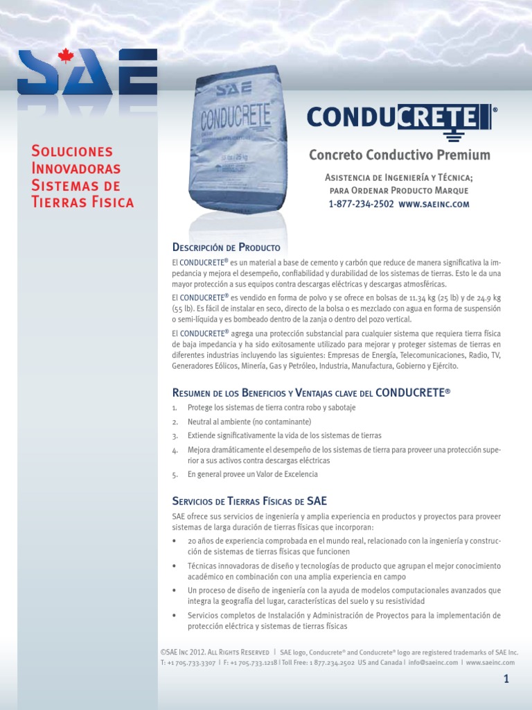 Conducrete Brochure Spanish1 | PDF | Resistencia Eléctrica y ...