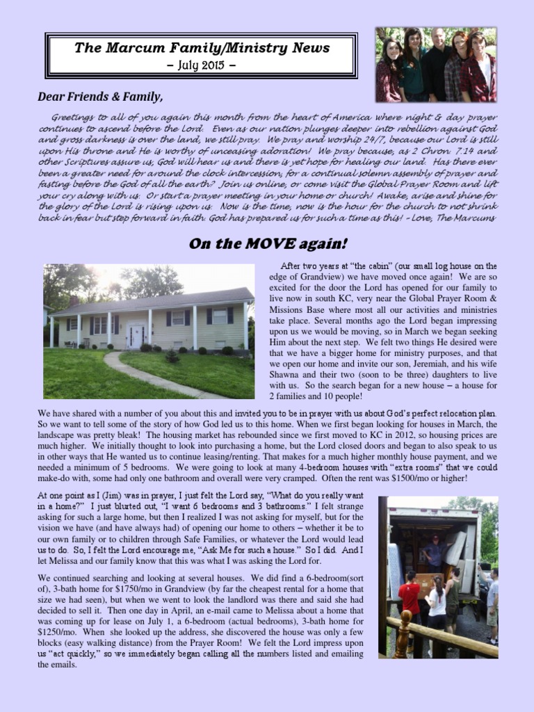 On The MOVE Again!: The Marcum Family/Ministry News | PDF | Cain And ...