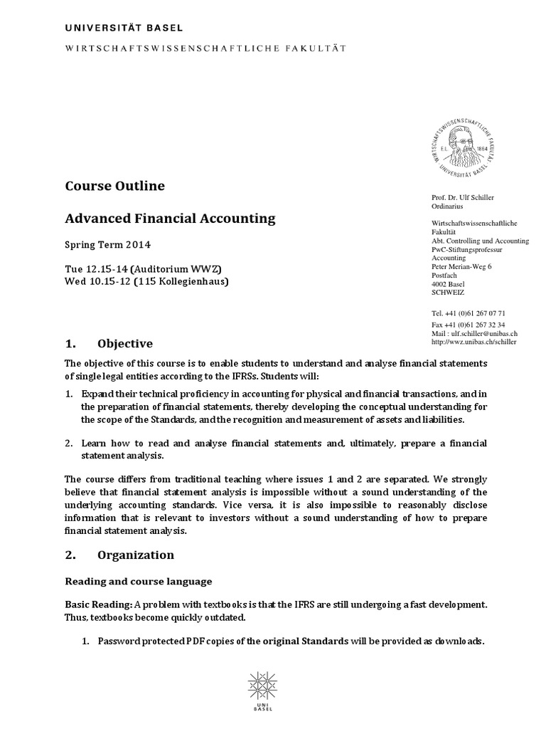 Advanced Financial Accounting Course Outline | PDF | International ...