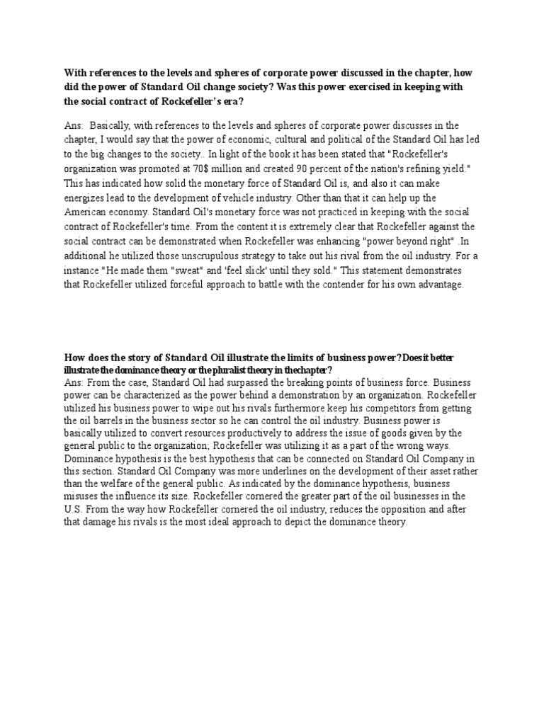 Case 1 Answers | PDF | John D. Rockefeller | Standard Oil