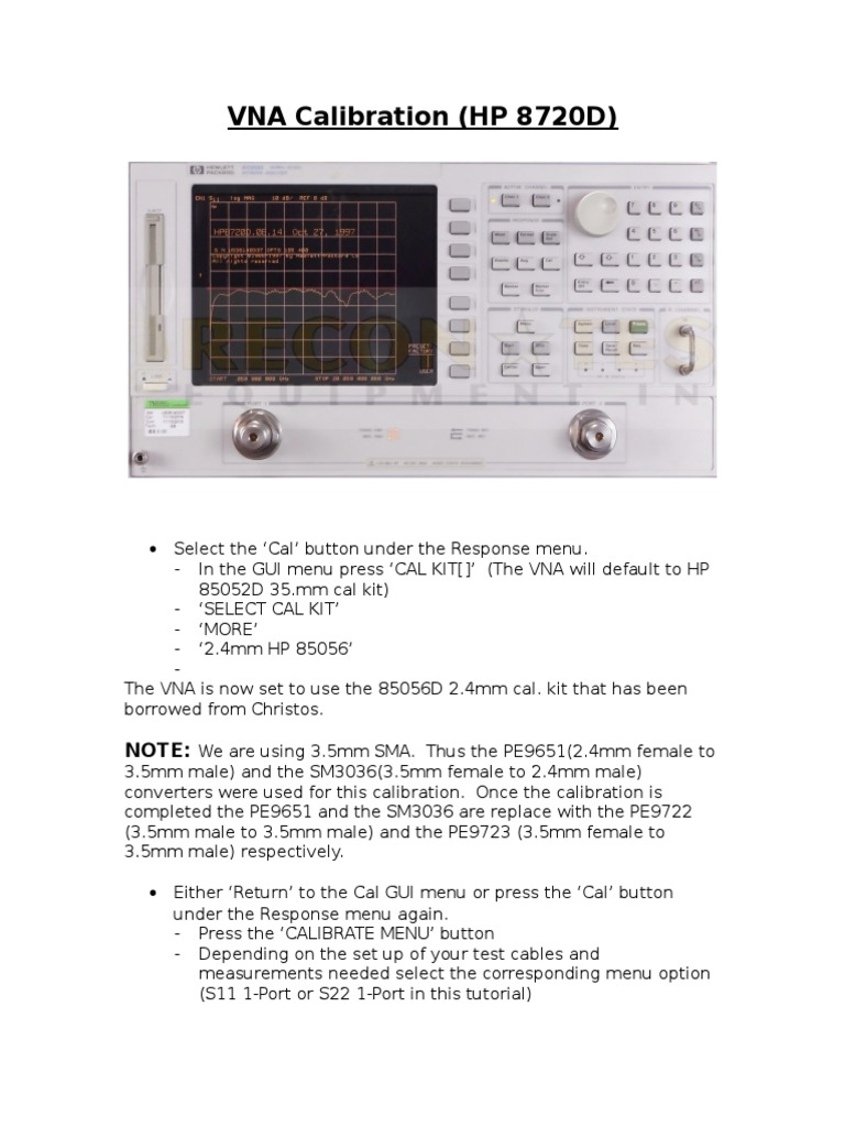 VNA Calibration (HP 8720D) | PDF | Teaching Methods & Materials | Computers