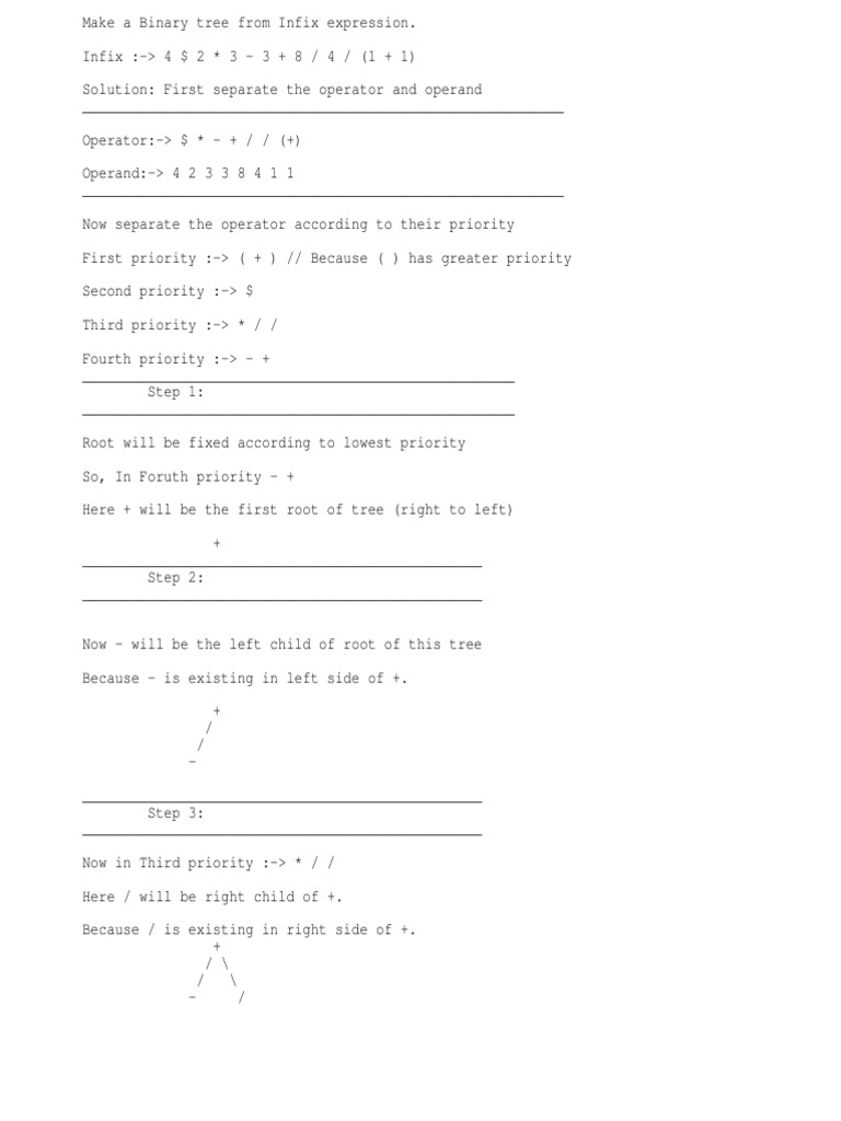 Make Tree From Infix Expression | PDF | Teaching Mathematics | Areas Of ...