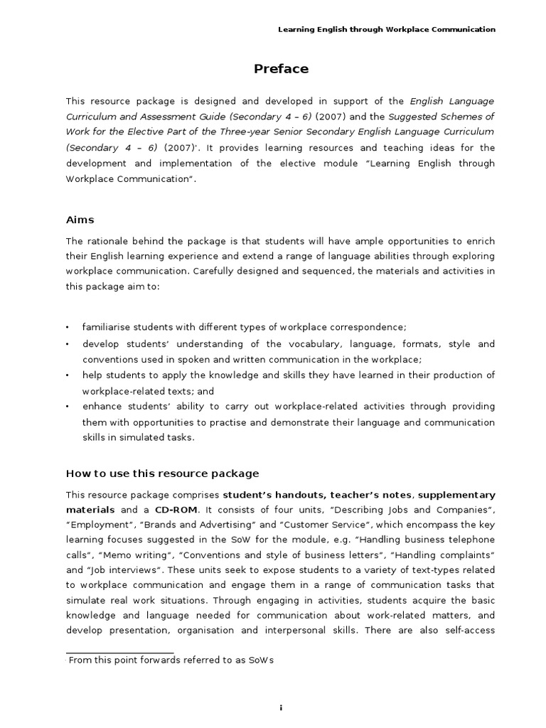 Learning English Through Workplace Communication | PDF