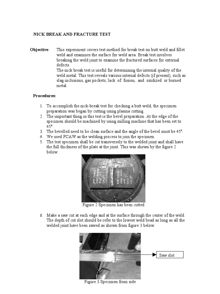 Nick Break and Fracture Test | PDF | Welding | Construction