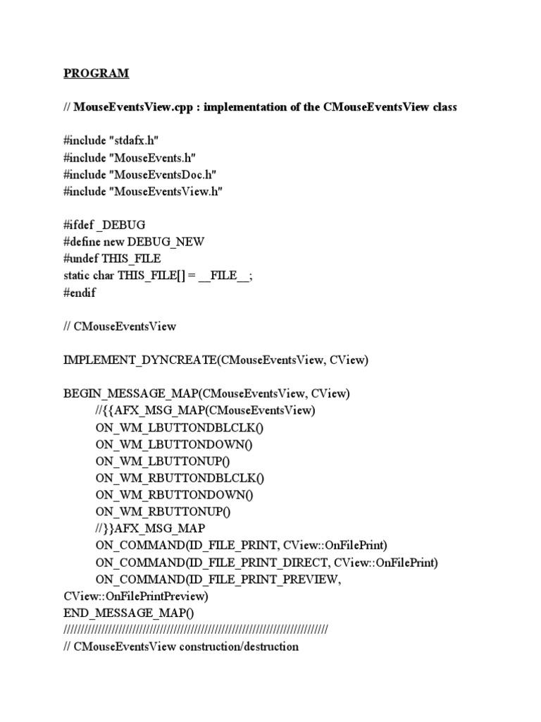 Mouse Events Handling In C Pdf Computer Programming Computing