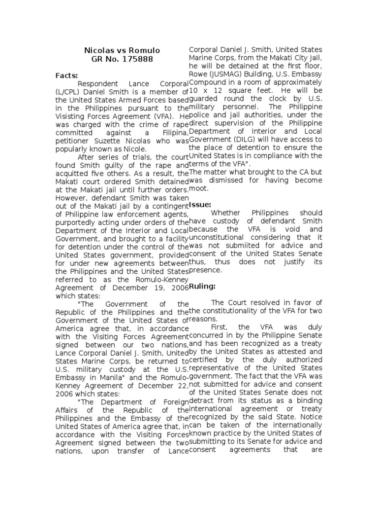 Nicolas Vs Romulo | PDF | Treaty | Ratification