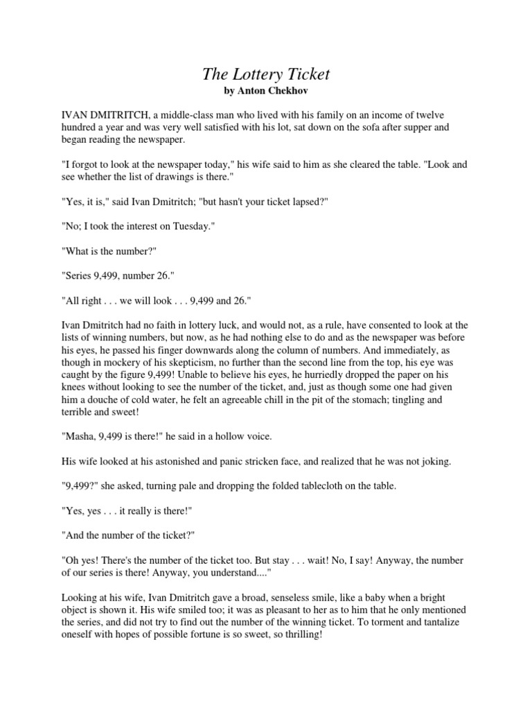 The Lottery Ticket: by Anton Chekhov | PDF