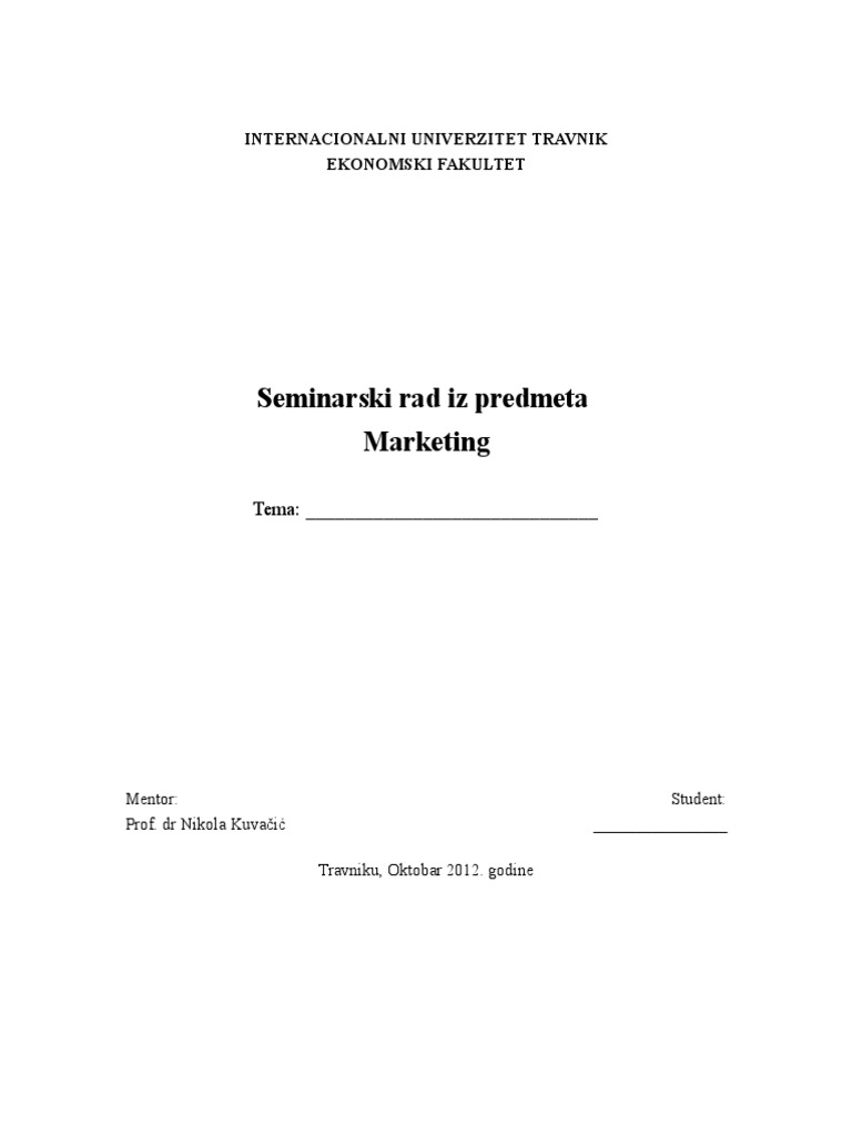 Template - Izrada Seminarskog Rada | PDF