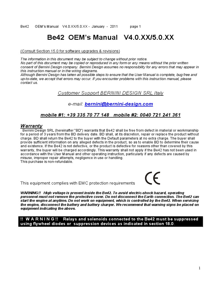 Manual Bernini Be42 v4xxx Oem en | PDF | Battery Charger | Parameter ...