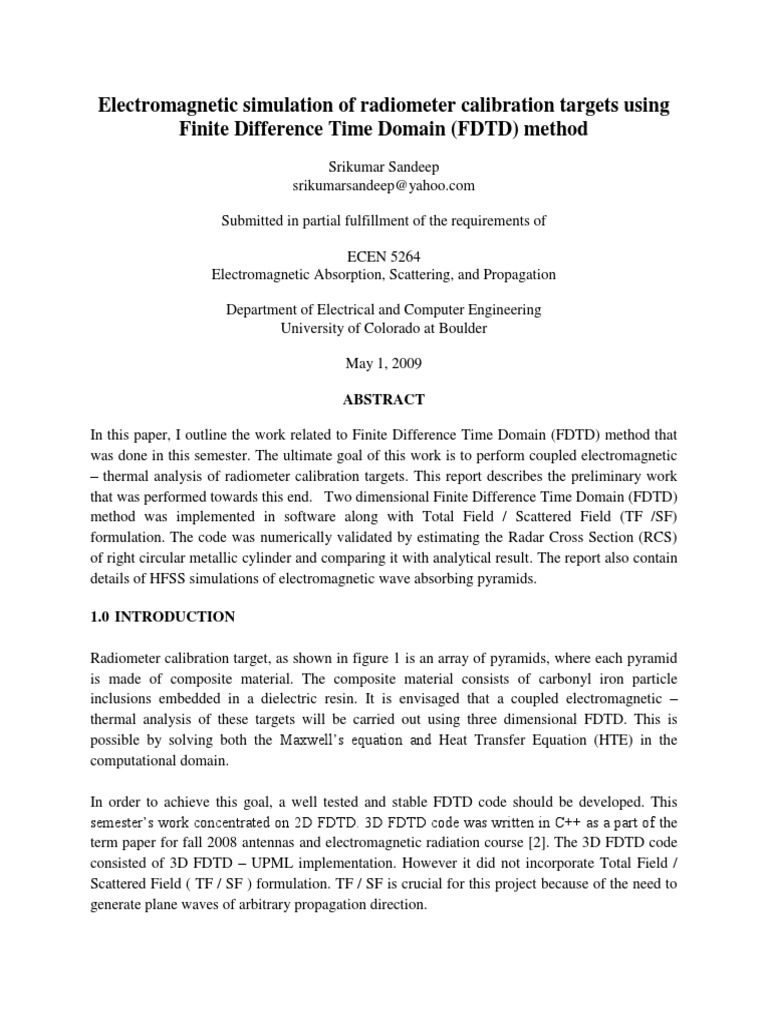 FDTD TFSF 2D | PDF | Computational Electromagnetics | Electromagnetic Radiation