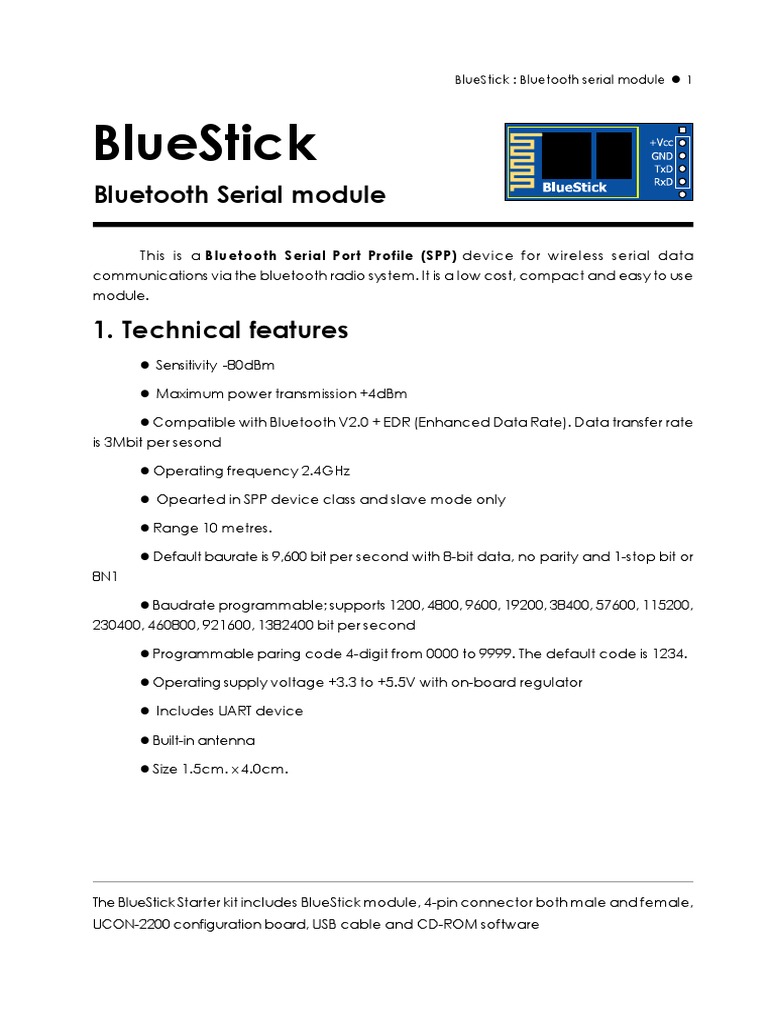 BlueStick E | PDF | Bluetooth | Usb