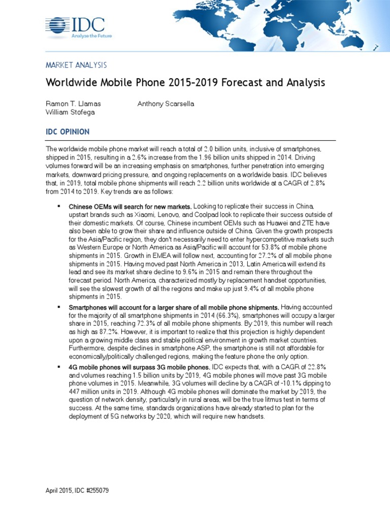 Worldwide Mobile Phone 2015-2019 Forecast and Analysis | PDF ...