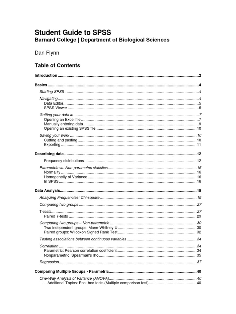 SPSS Guide for Biology Students | PDF | Student's T Test | Statistical ...