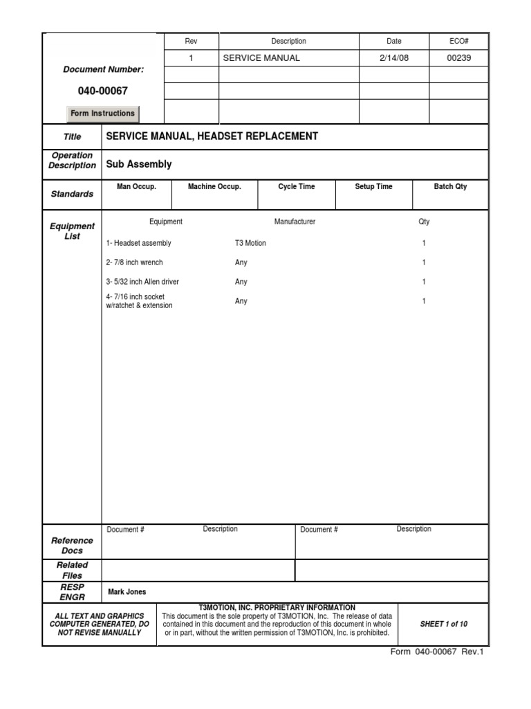 Service Manual, Headset Replacement: Document Number | PDF | Electrical ...