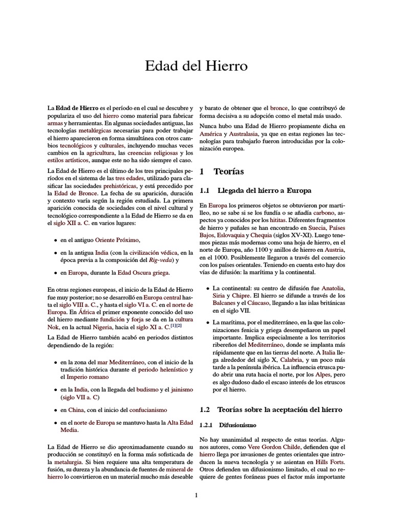 Características de la Edad del Hierro | PDF | Edad de Hierro | Edad de ...
