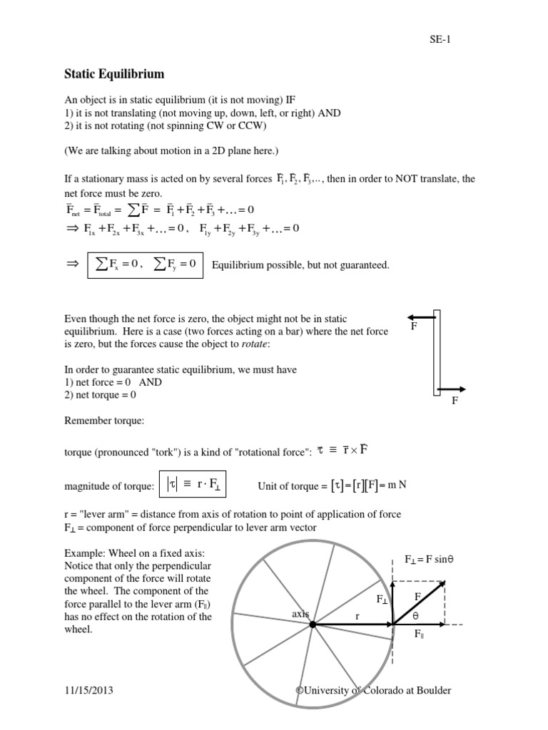 Chapter 12 Static Equilibrium | Download Free PDF | Torque | Rotation Around A Fixed Axis