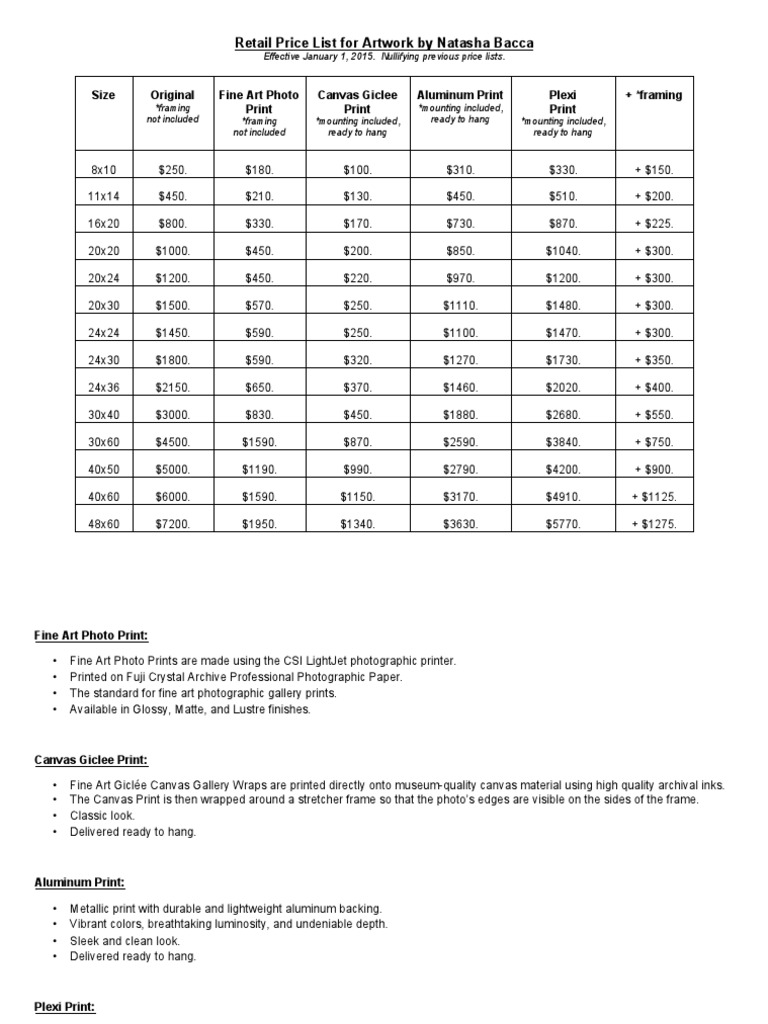 Retail Price List 2015 PDF