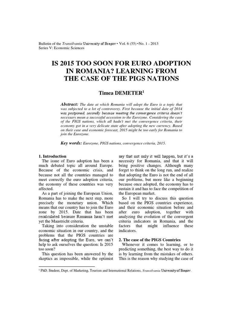 To Soon For Euro Adoption | PDF | Eurozone | Euro