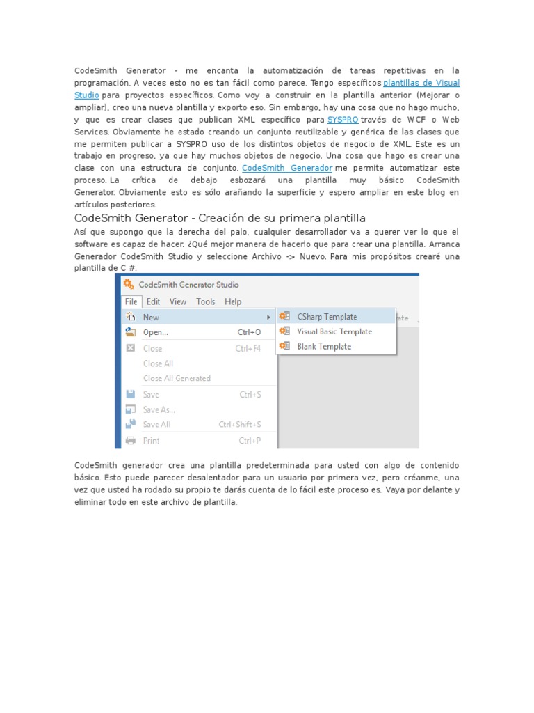 CodeSmith Generator PASO A PASO | PDF | Archivo de computadora | C ...