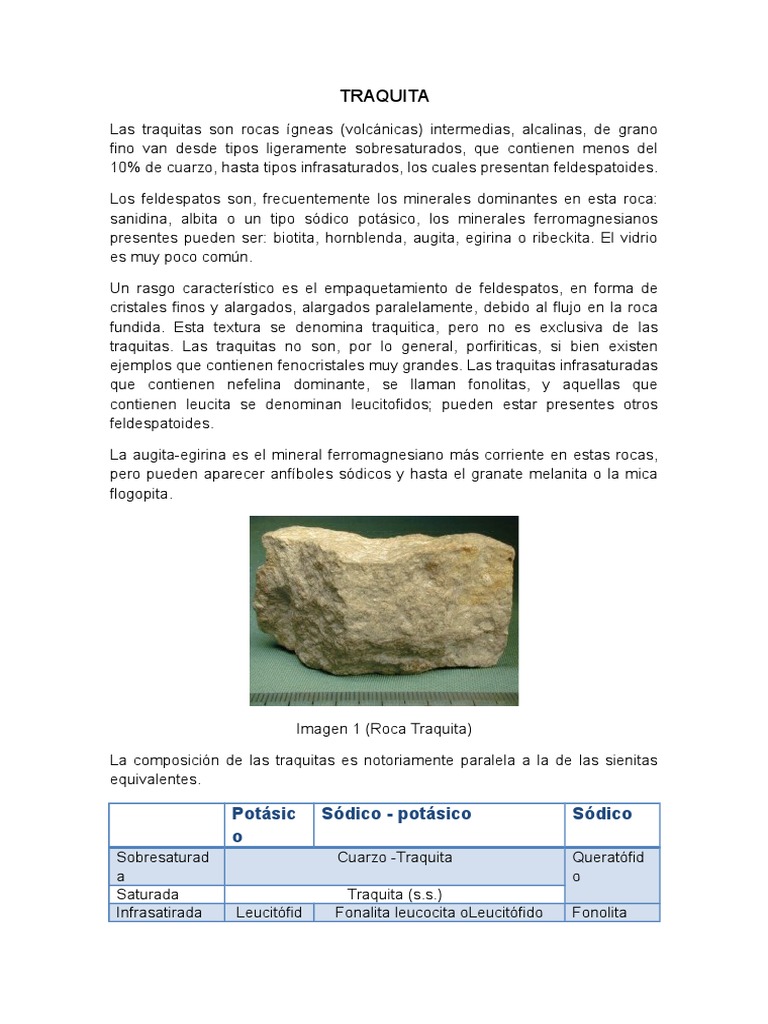 Traquita | PDF | Roca ígnea | Minerales