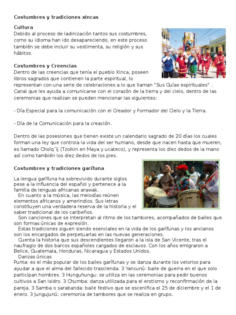 Costumbres y Tradiciones Xincas | PDF | Cultura (general) | Religión y ...