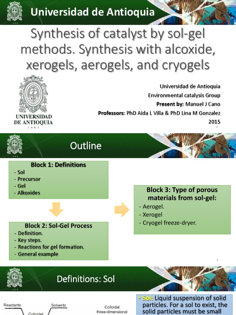 Topic 5 - Synthesis by Sol-Gel Methods (MJC) | PDF | Gel | Catalysis