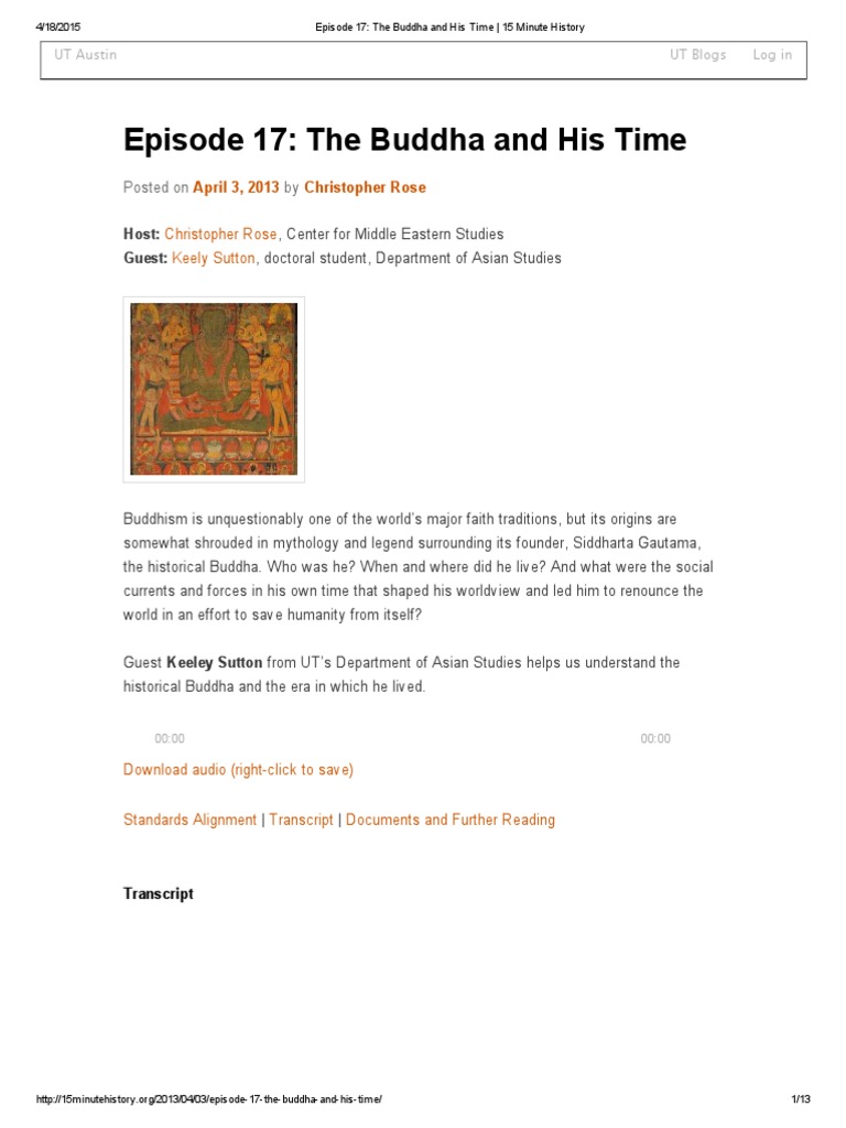 Episode 17 The Buddha and His Time 15 Minute History | PDF | Brahman ...