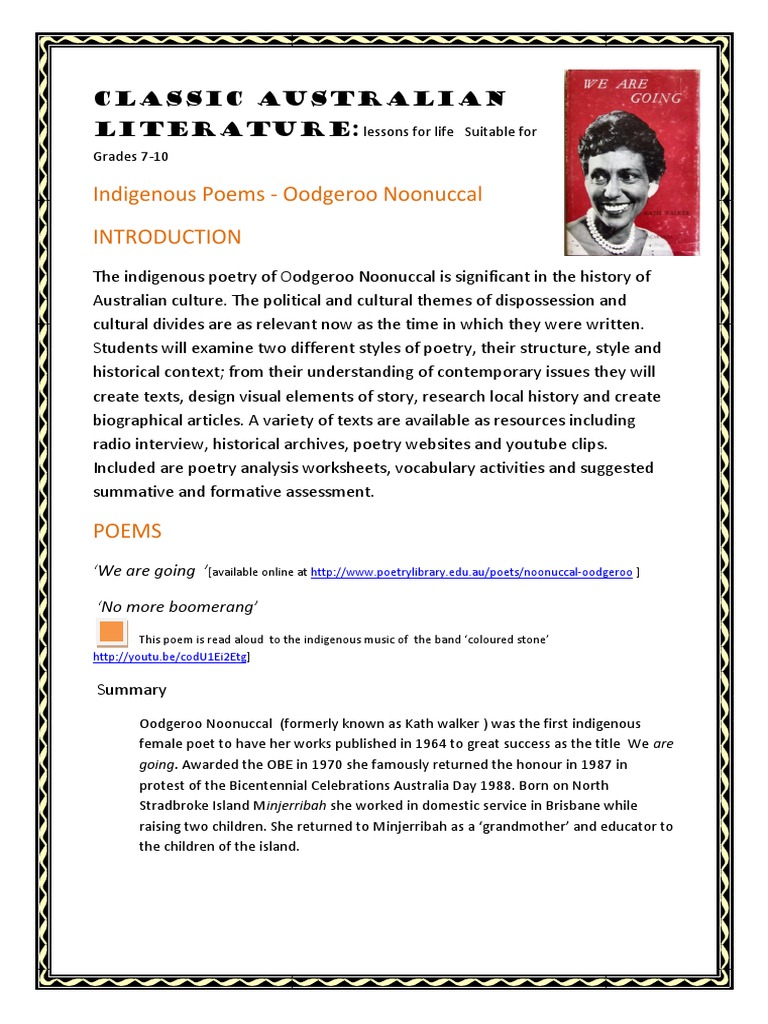 Oodgeroo Noonuccal's Poetic Legacy | PDF | Poetry | Languages