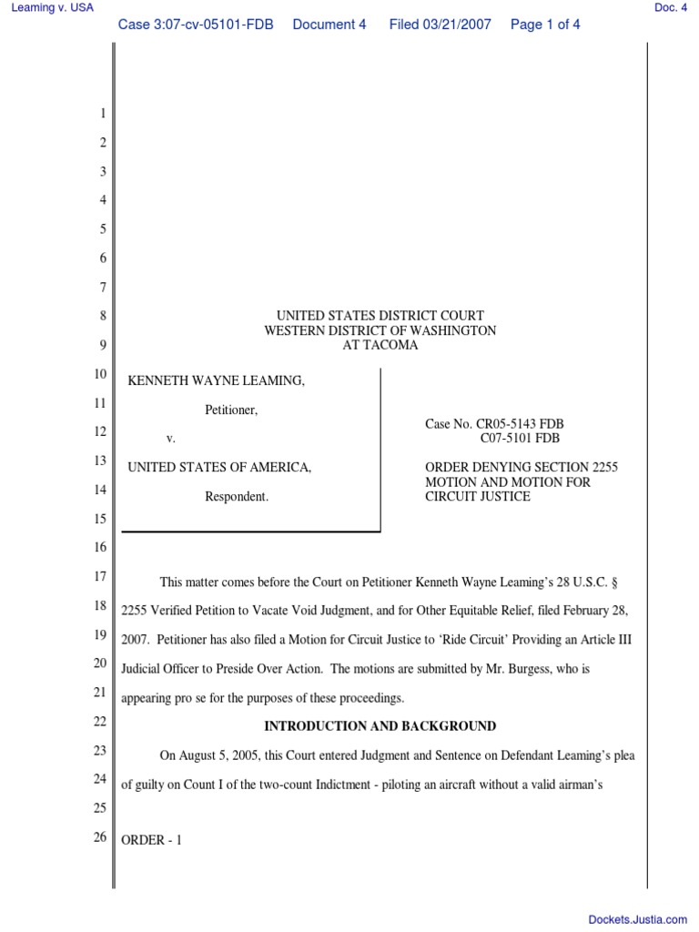 Leaming v. USA - Document No. 4 | PDF | United States Federal Probation ...