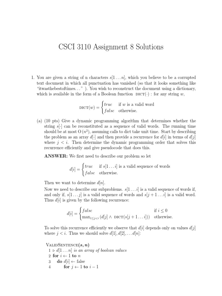 A8 Solution | Download Free PDF | Dynamic Programming | String (Computer Science)