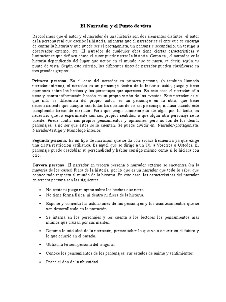 Tipos de Narrador y su Perspectiva | PDF | Narración