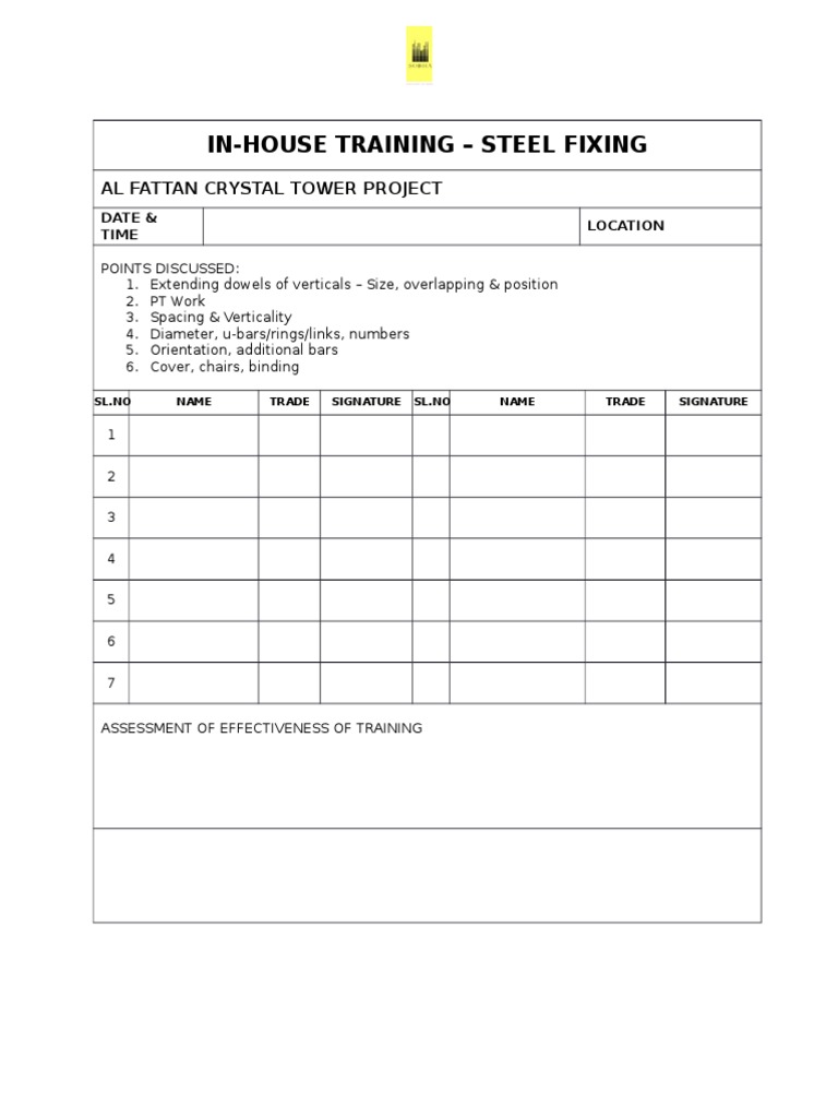 Steel Fixing Training Overview | PDF | Career & Growth