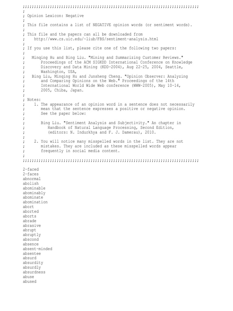 Negative Sentiment Word List | PDF | Politics | Computers
